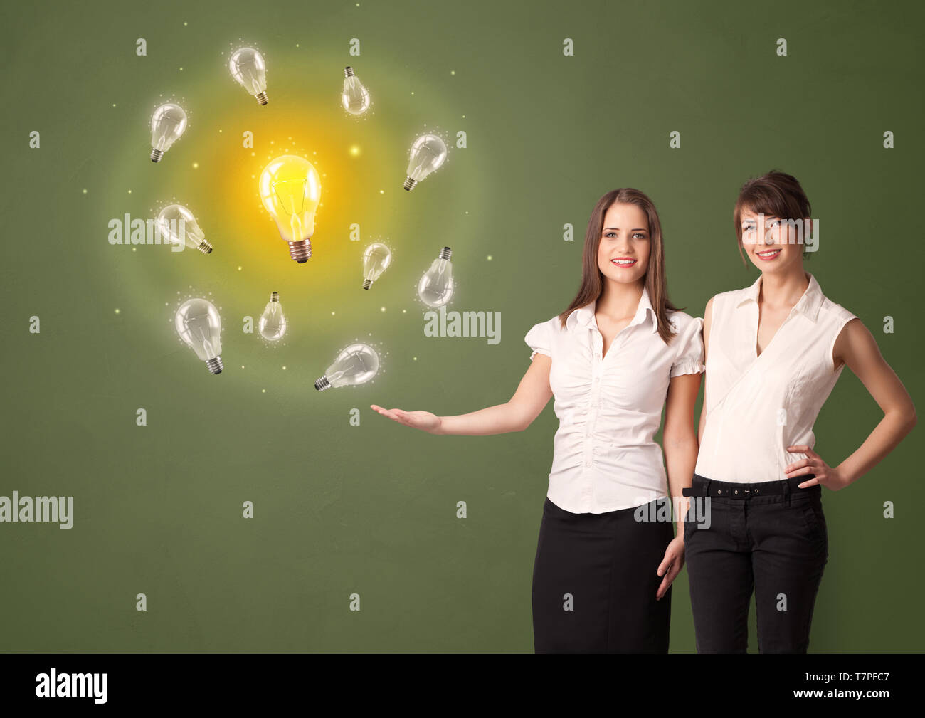 Young smiling person presenting new idea concept Stock Photo - Alamy