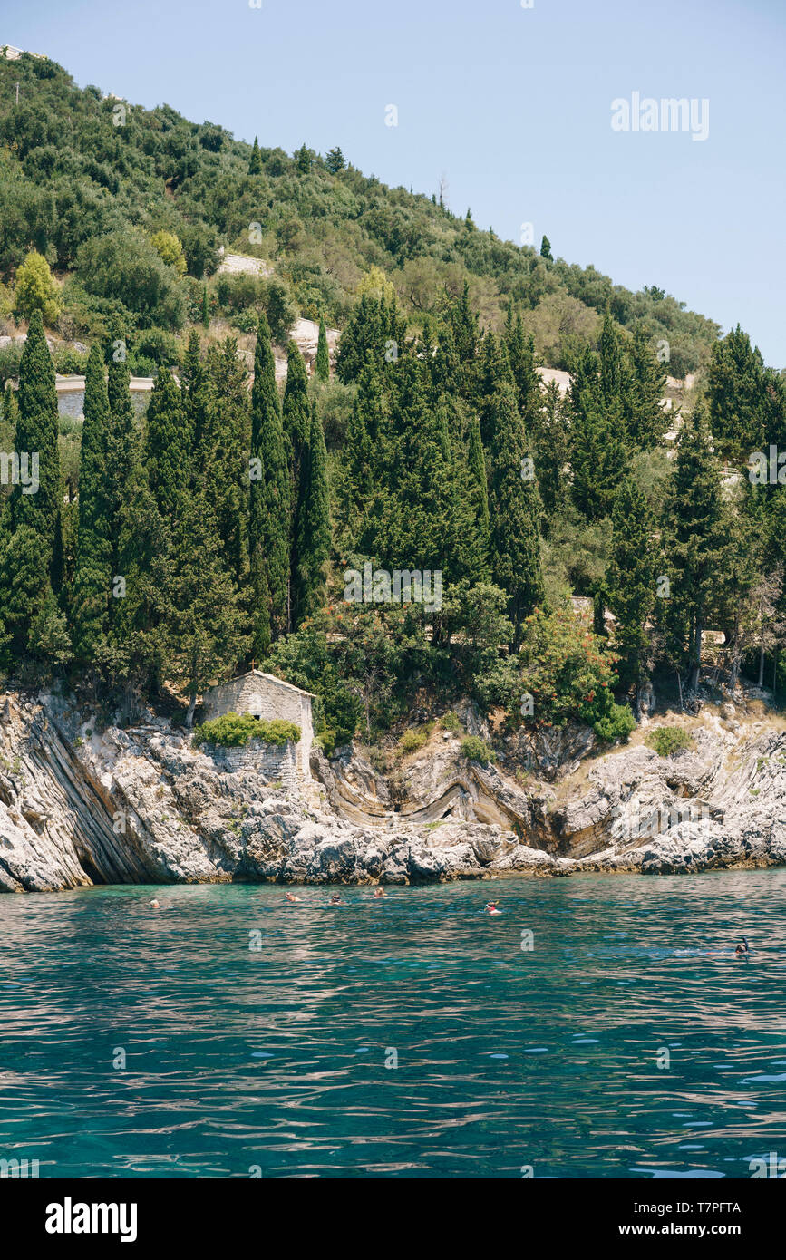 Swimming in corfu Stock Photo - Alamy
