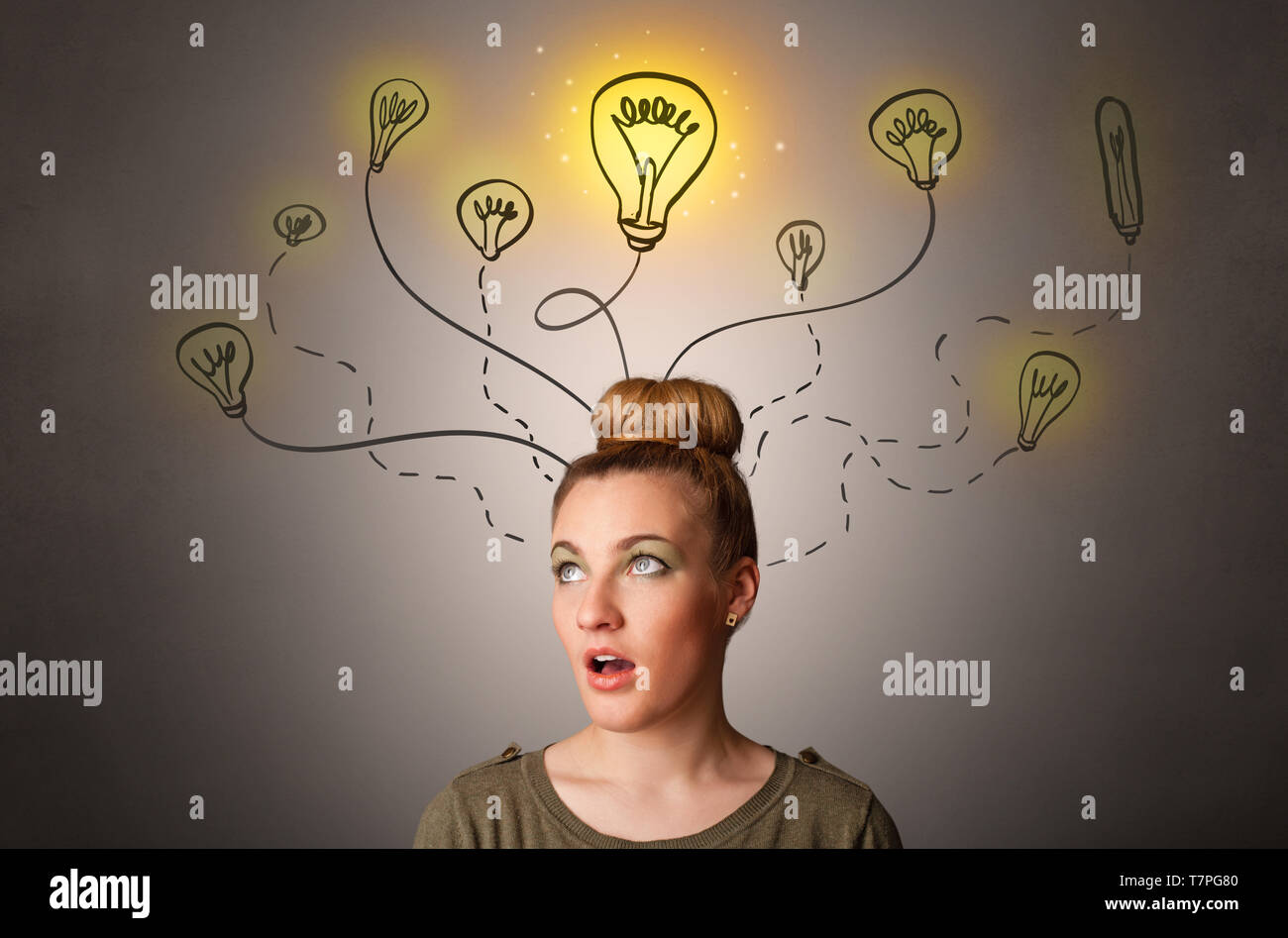 Design thinking lightbulb head hi-res stock photography and images - Alamy