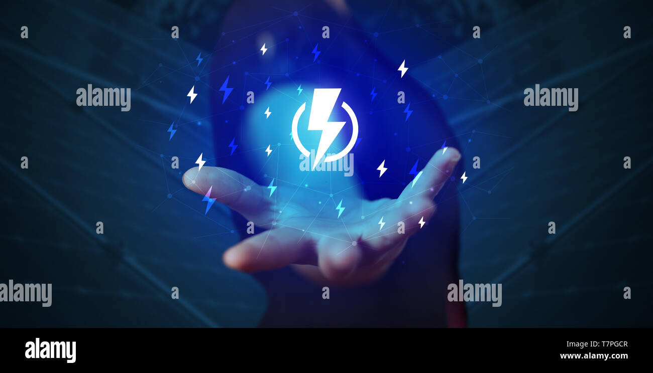 Hand holding lightning bolt hi-res stock photography and images - Alamy