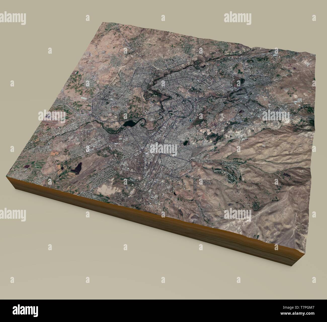 Satellite map of Yerevan. It is the capital and largest city of Armenia ...