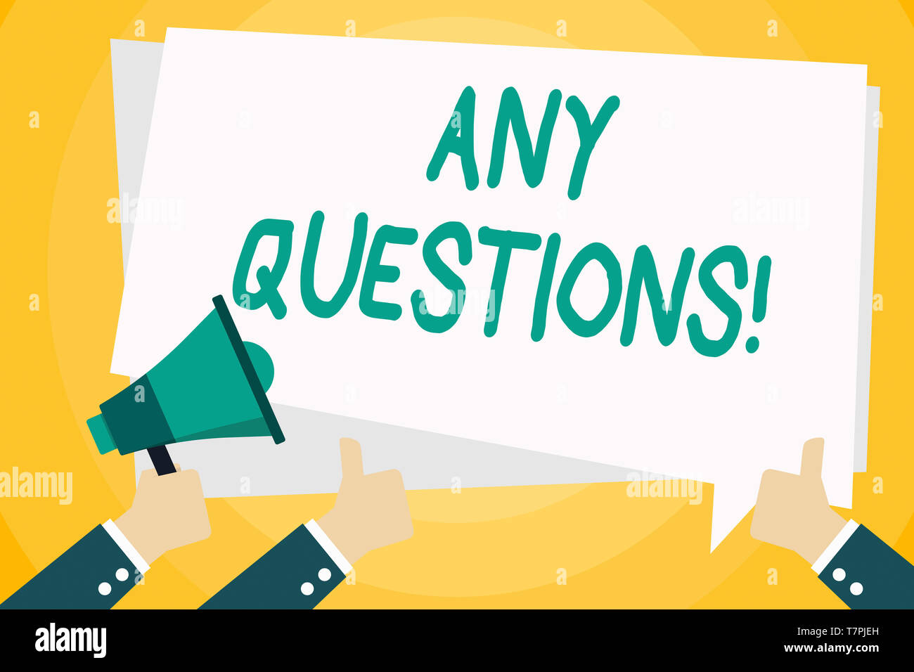 Text sign showing Any Questions. Business photo text Something that you ...