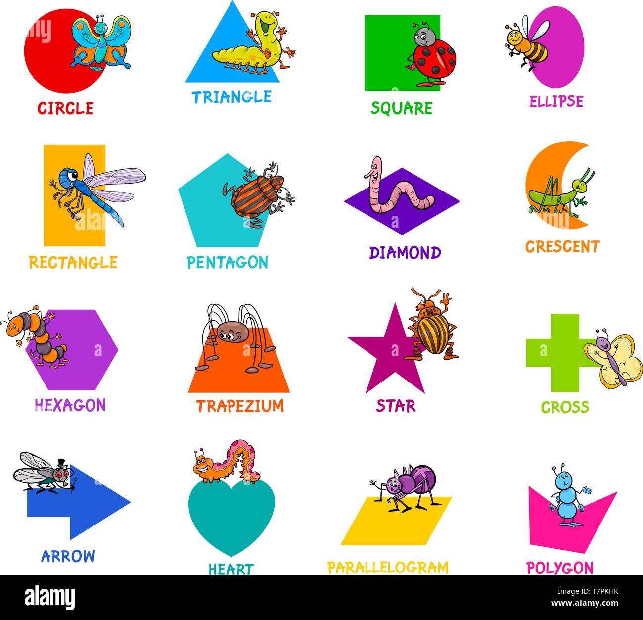 Educational Cartoon Illustration of Basic Geometric Shapes with ...