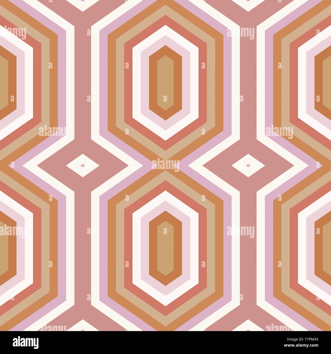 simple modern seamless geometric hexagon style. dark salmon, linen and ...