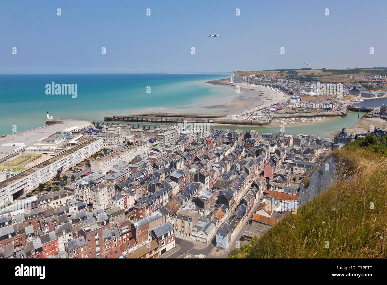 France, Seine Maritime, Le Treport, view of the city of Treport and ...