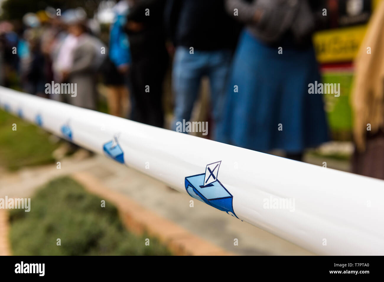 Voters queue at the Imizamo Yethu voting station on 8 May 2019 during ...