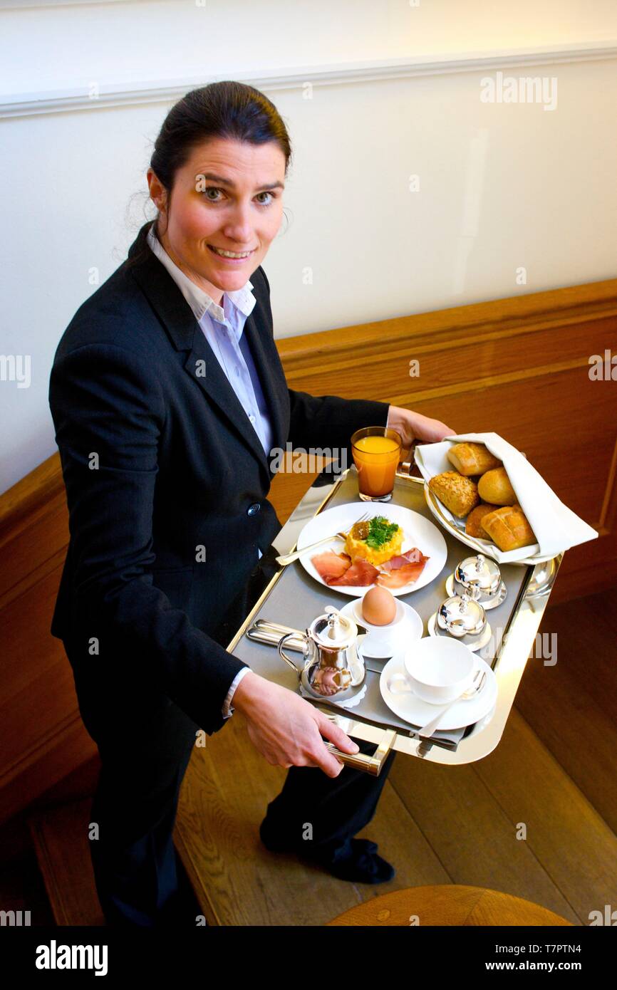 Germany, Hamburg, hotel restaurant Jacobs breakfast service Stock Photo ...