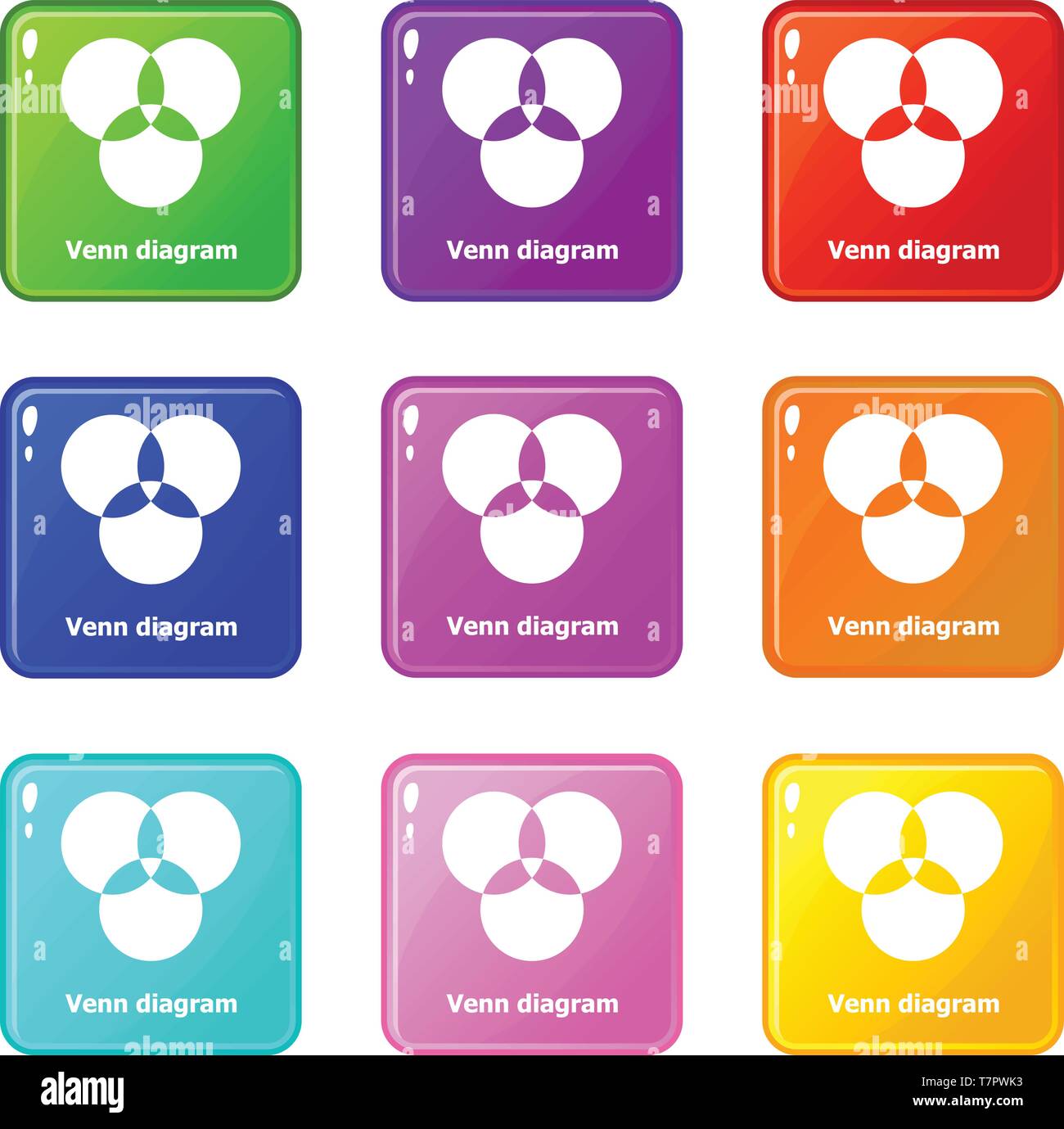 Round venn diagram icons set 9 color collection Stock Vector Image ... Round venn diagram icons set 9 color collection Stock Vector Image ...