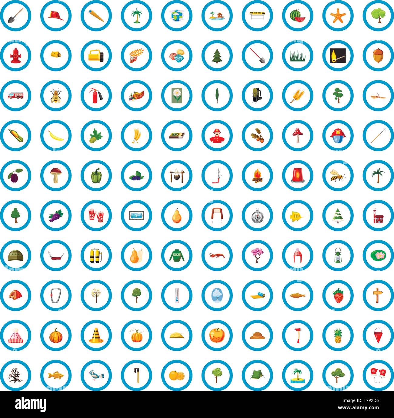 100 wild nature icons set, cartoon style Stock Vector Image & Art - Alamy