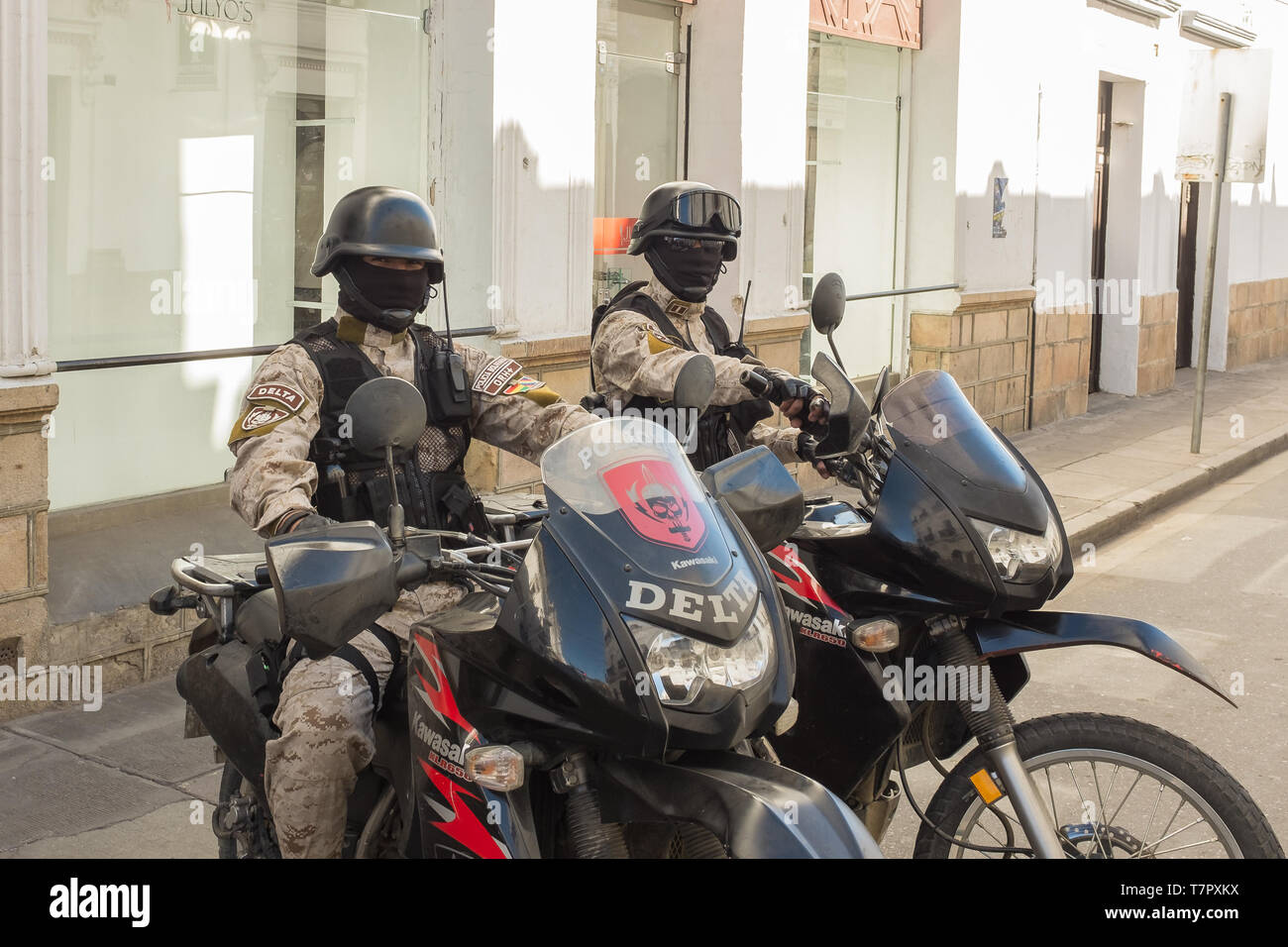 Two members of the special Delta police force sitting on their high ...