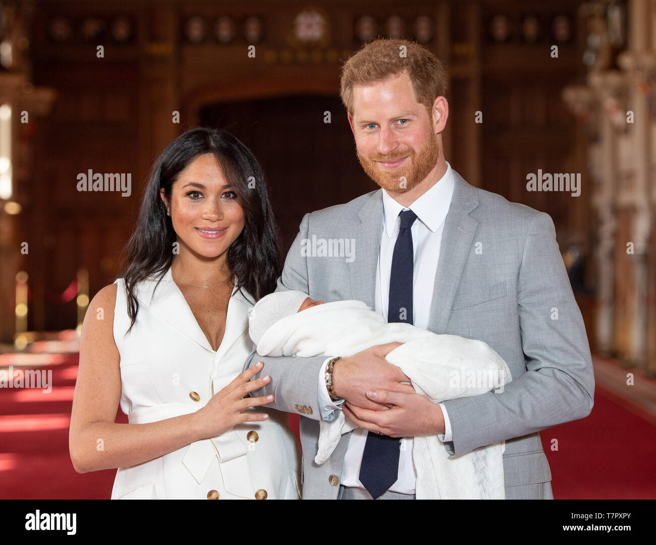 The Duke and Duchess of Sussex with their baby son, who was born on ...