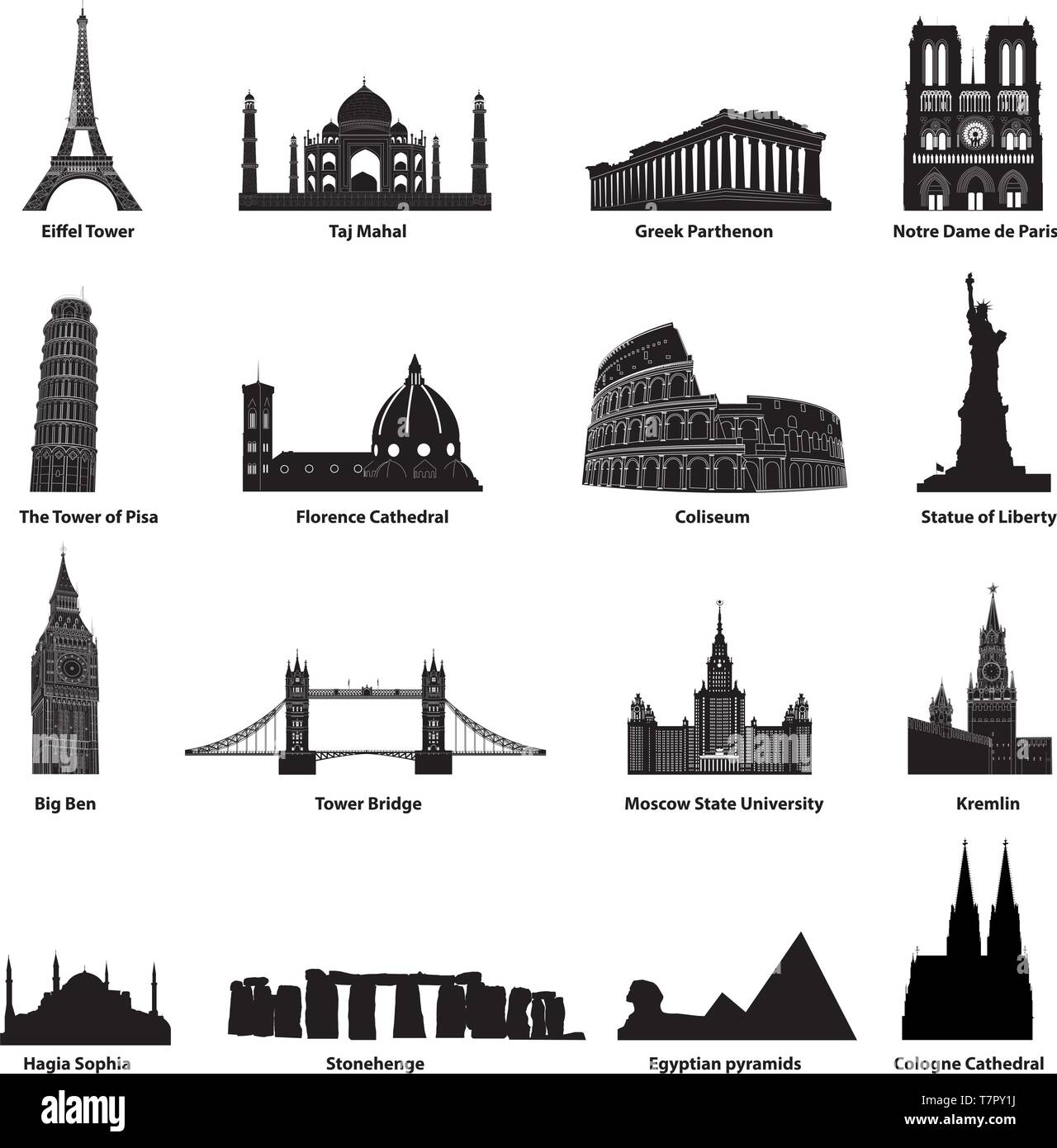 Vector set of landmark icons Stock Vector Image & Art - Alamy
