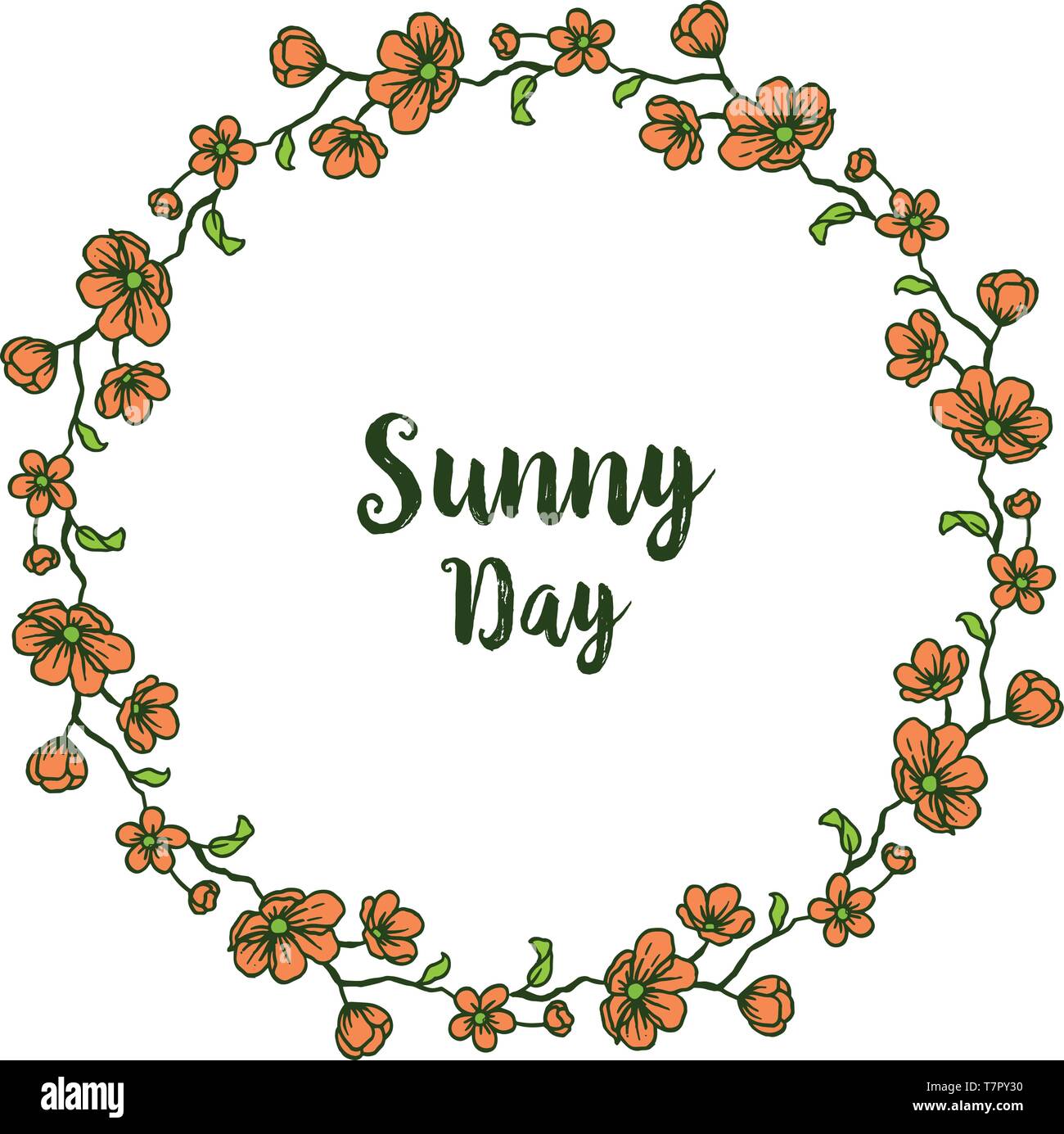 Vector illustration spring flower frame for drawing sunny day hand ...