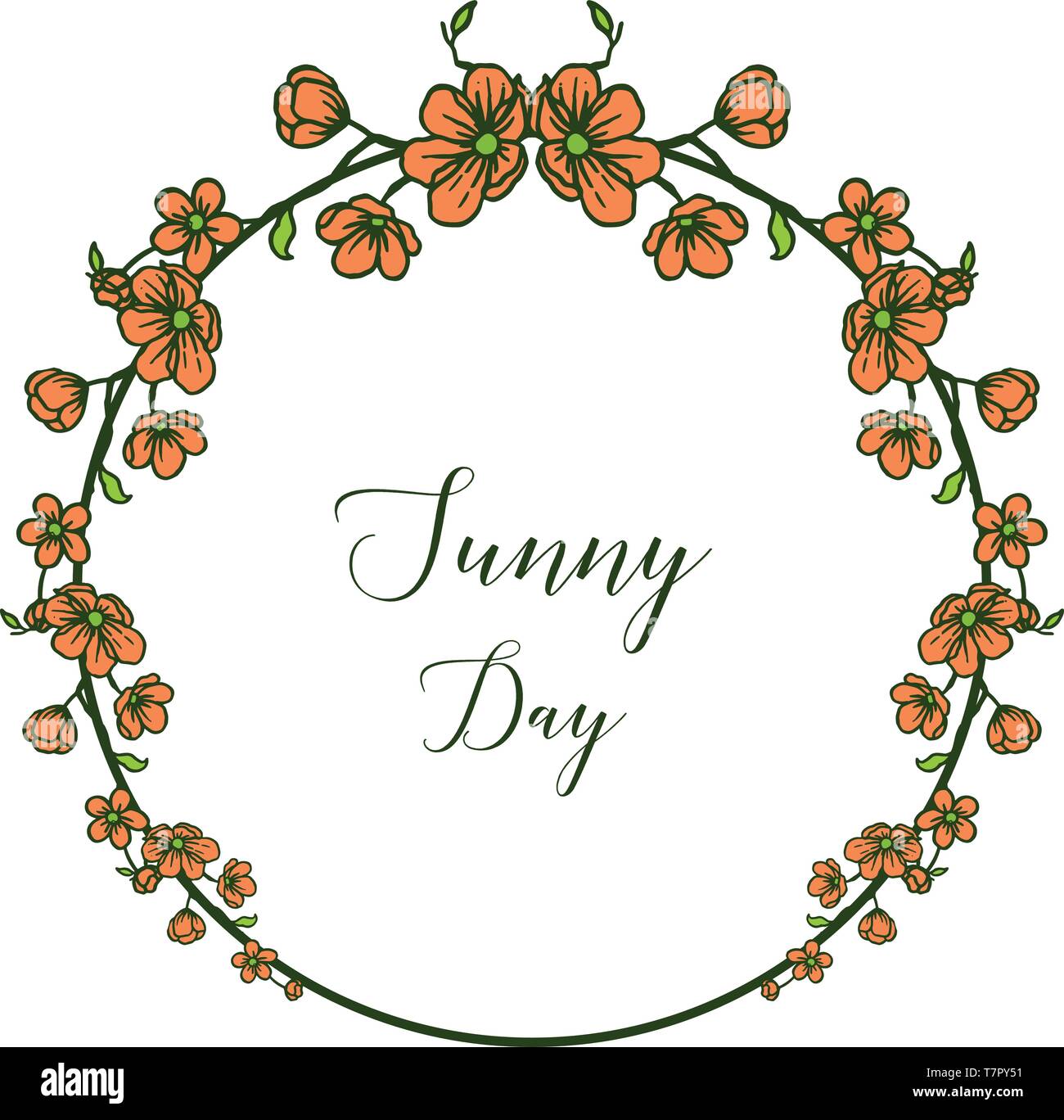 Vector illustration various writing sunny day for wreath frame hand ...