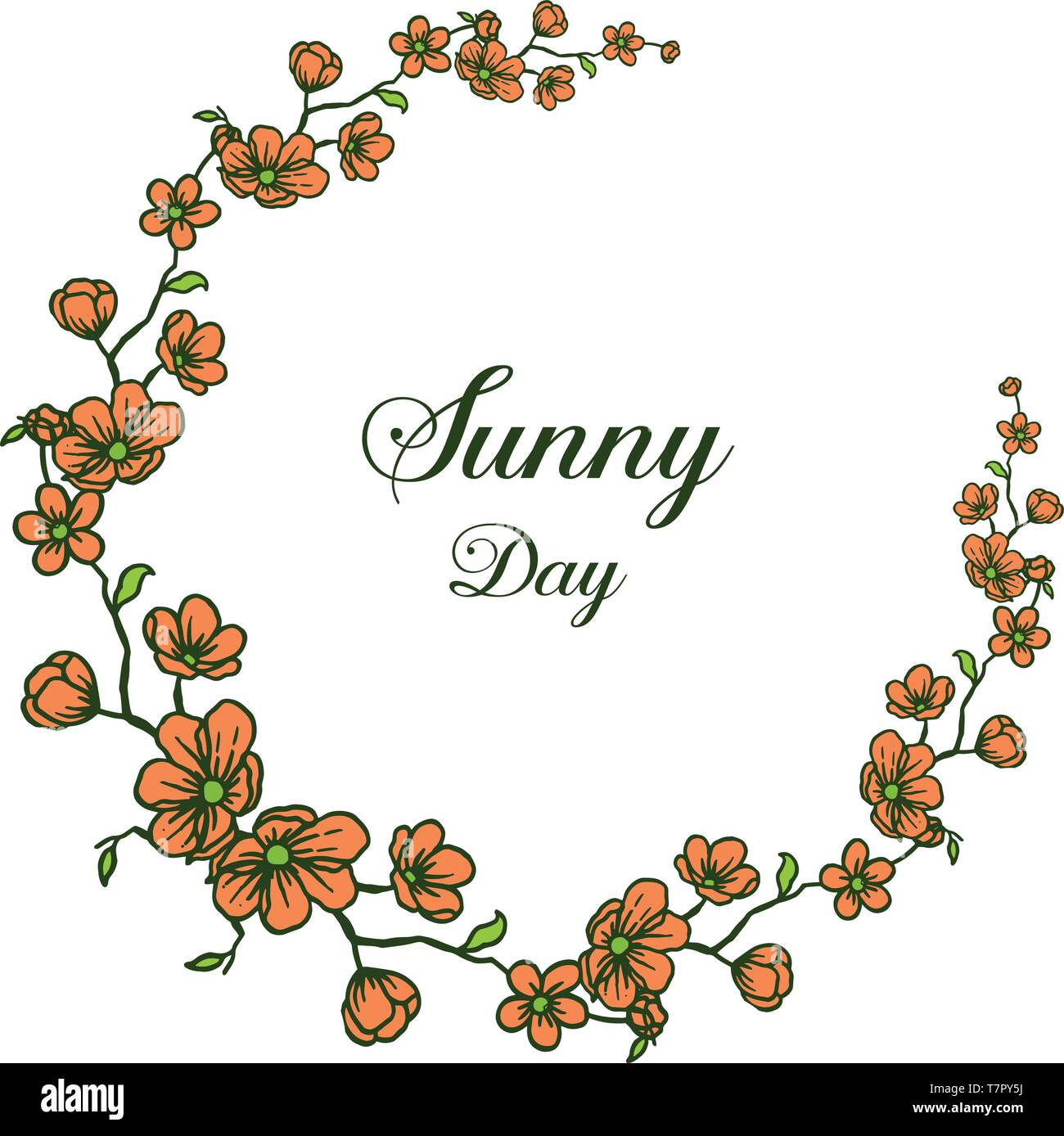 Vector illustration various writing sunny day for wreath frame hand ...