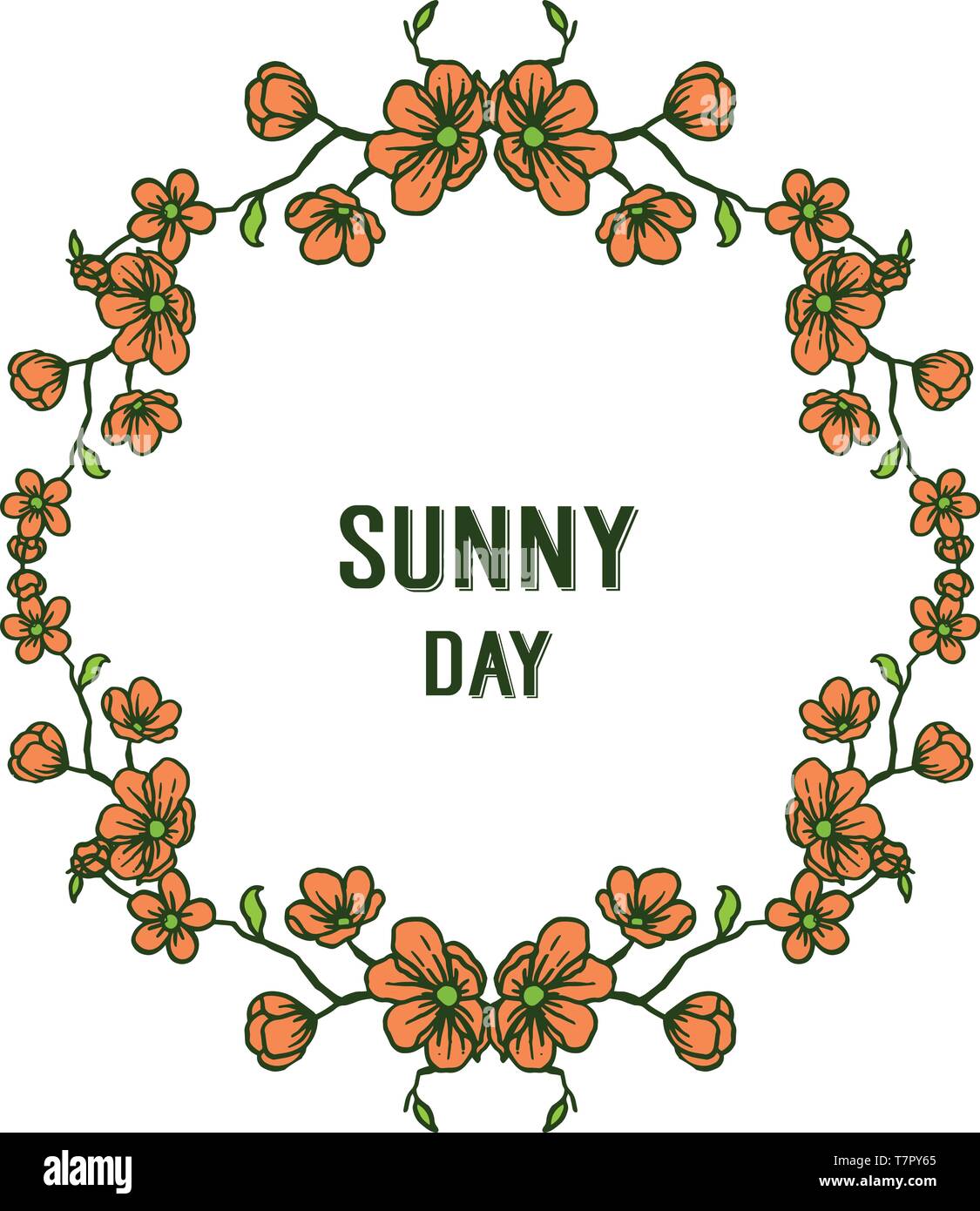 Vector illustration various writing sunny day for wreath frame hand ...