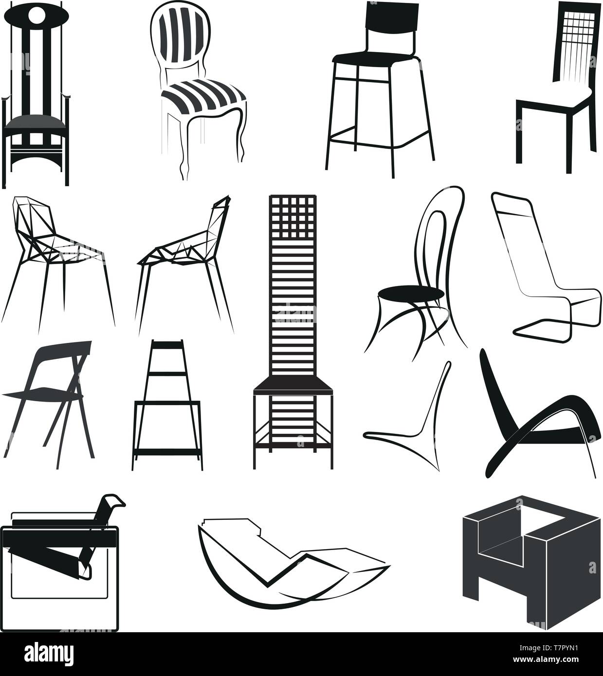vector set of chairs icons silhouettes Stock Vector Image & Art - Alamy