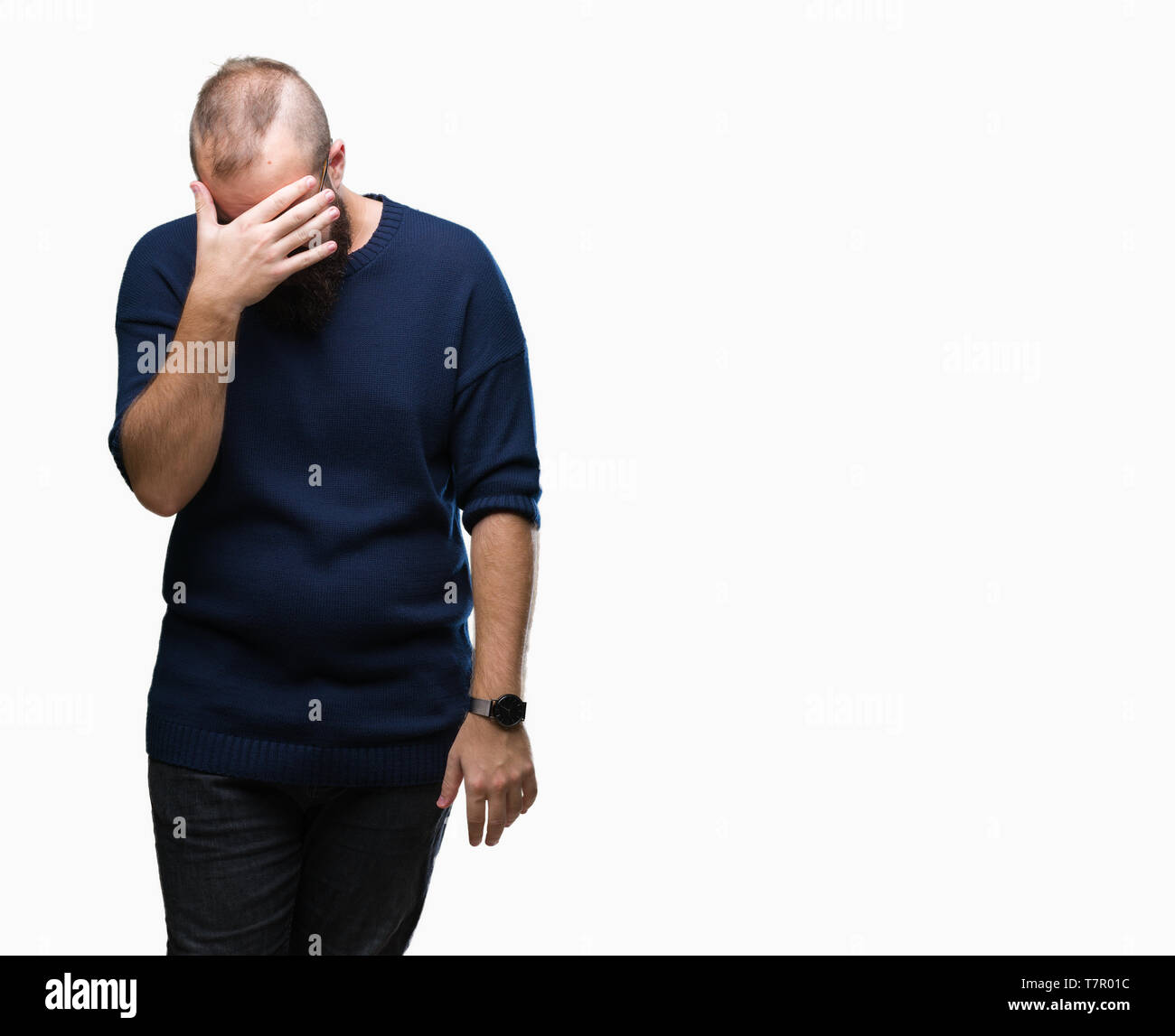 Young caucasian hipster man wearing sunglasses over isolated background ...
