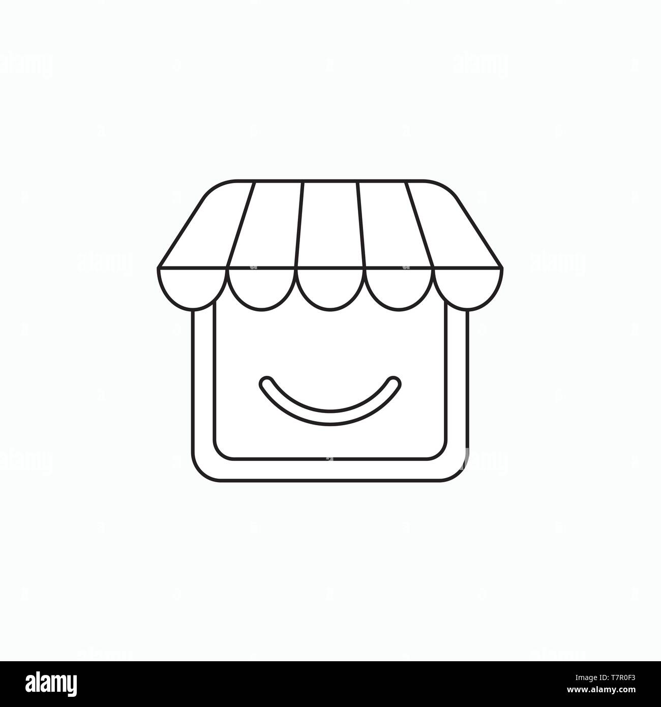 Vector icon concept of shop with smiling mouth. Black outlines Stock ...