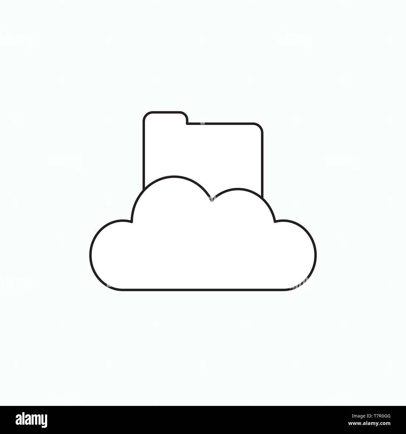 Vector icon concept of closed file folder on cloud. Black outlines ...