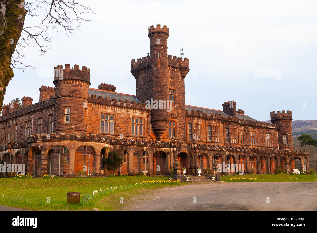 Exterior view of the Kinloch Castle holiday home of George Bullough ...