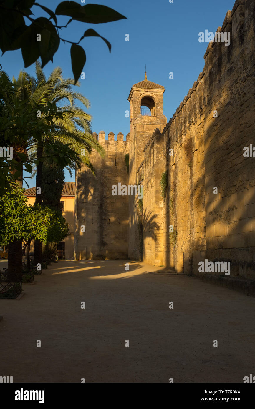 The external stone walls and fortification of the Alcazar in Cordoba ...