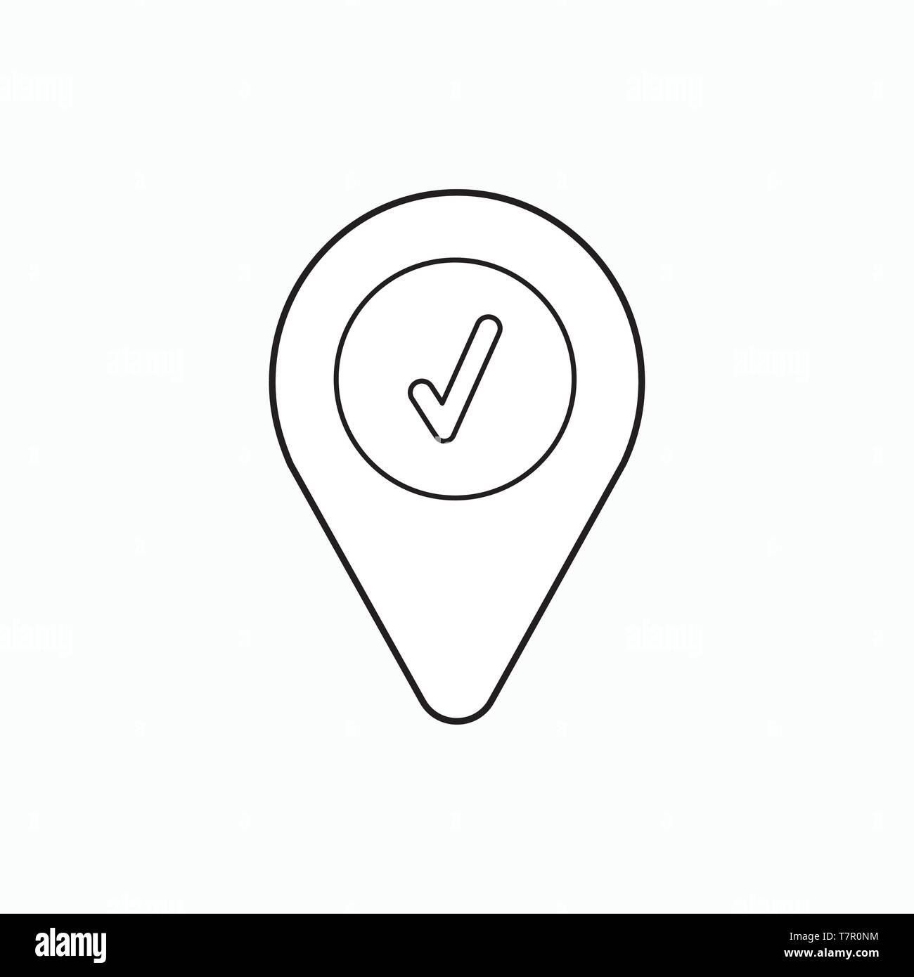 Vector icon concept of check mark inside map pointer. Black outlines Stock Vector Image & Art ...