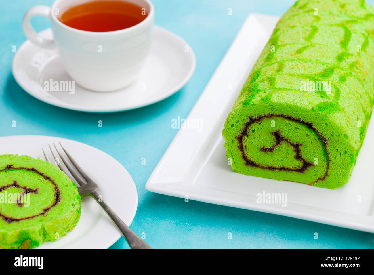 Roulade pastry tea cup fork hi-res stock photography and images - Alamy