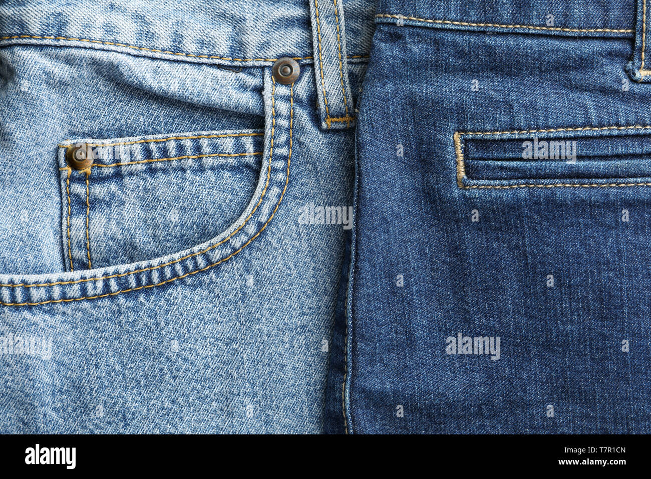 Closeup view of jeans pocket as background, space for text Stock Photo ...