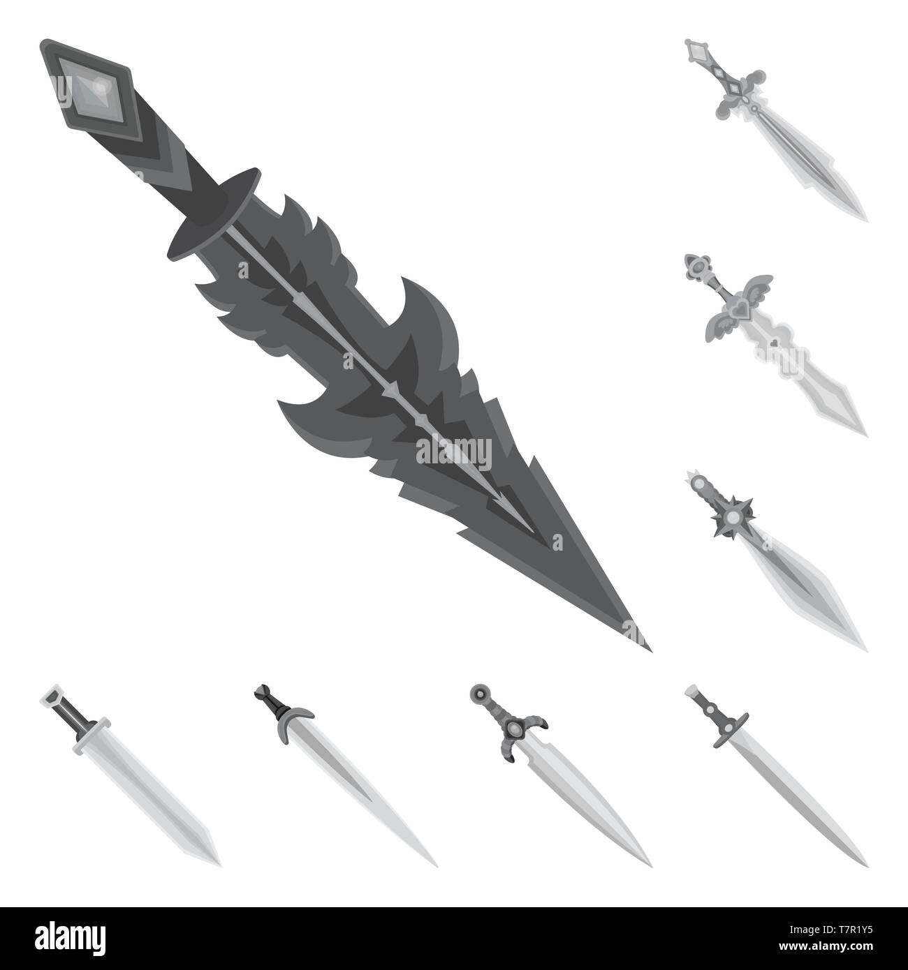 Isolated object of sharp and blade logo. Collection of sharp and dagger ...