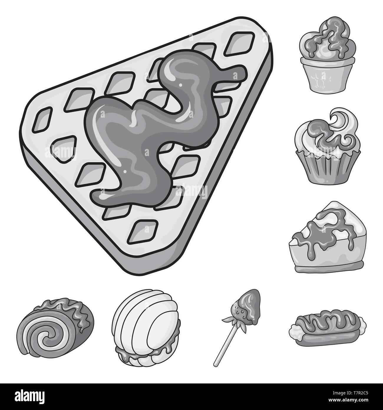 Vector illustration of sweet and caramel sign. Collection of sweet and ...