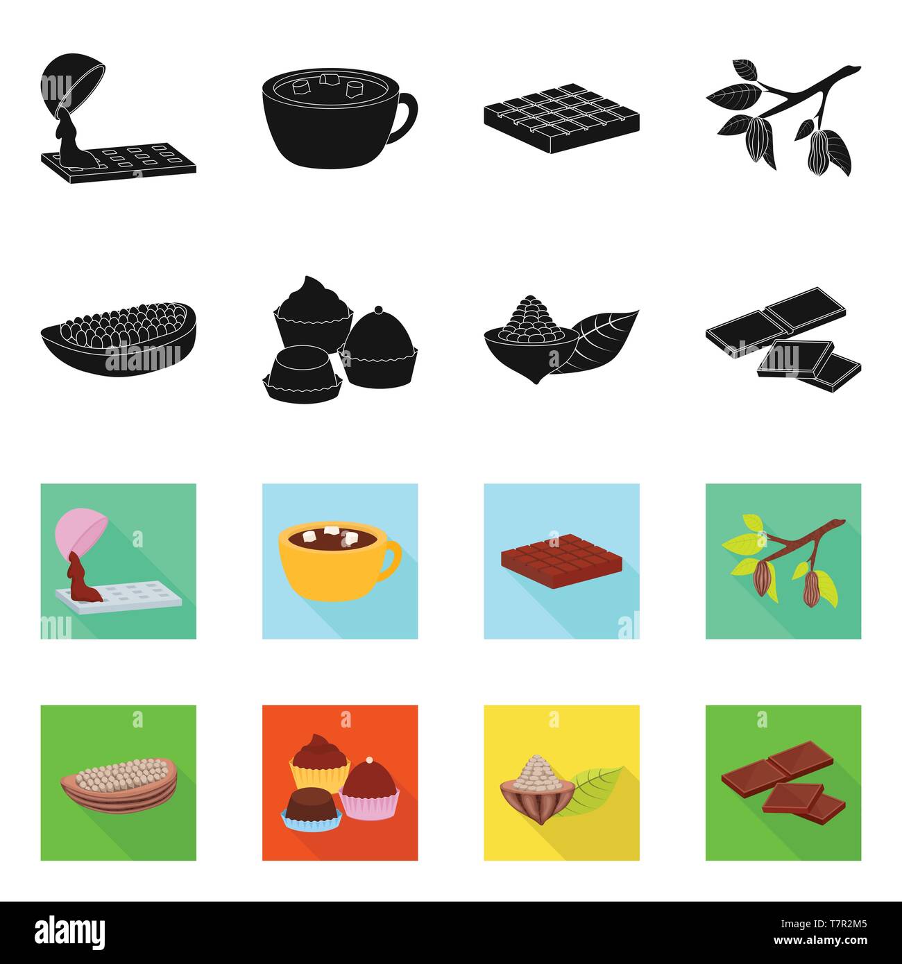 Vector illustration of food and yummy sign. Set of food and brown stock ...