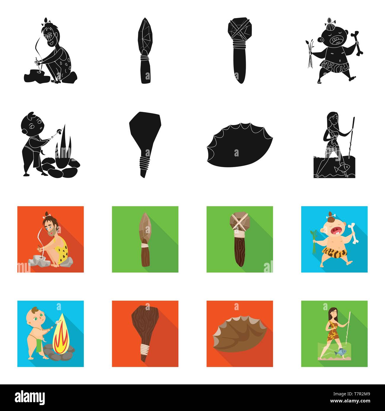 Vector illustration of evolution and prehistory icon. Set of evolution ...