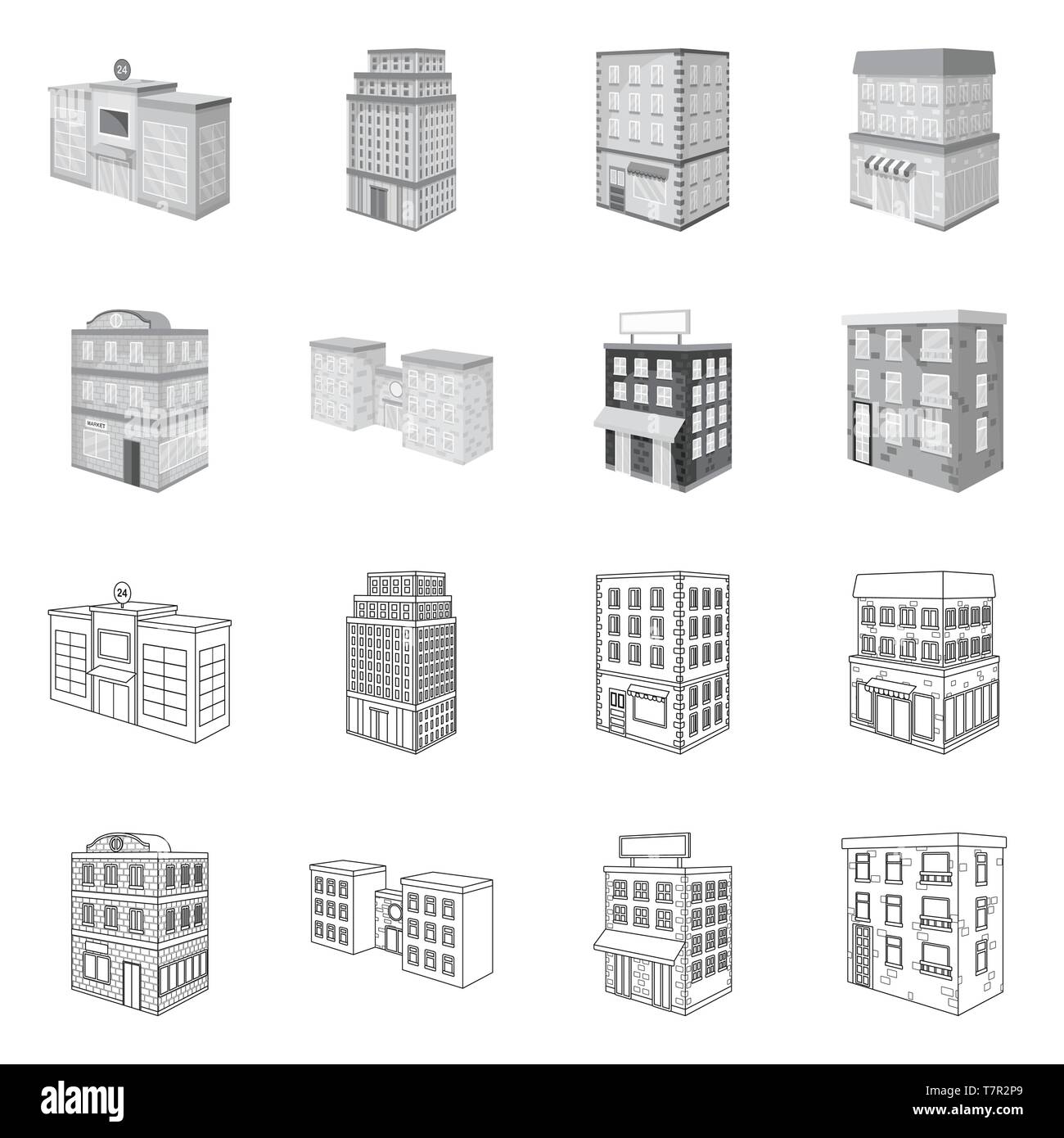 Vector design of construction and building icon. Collection of ...