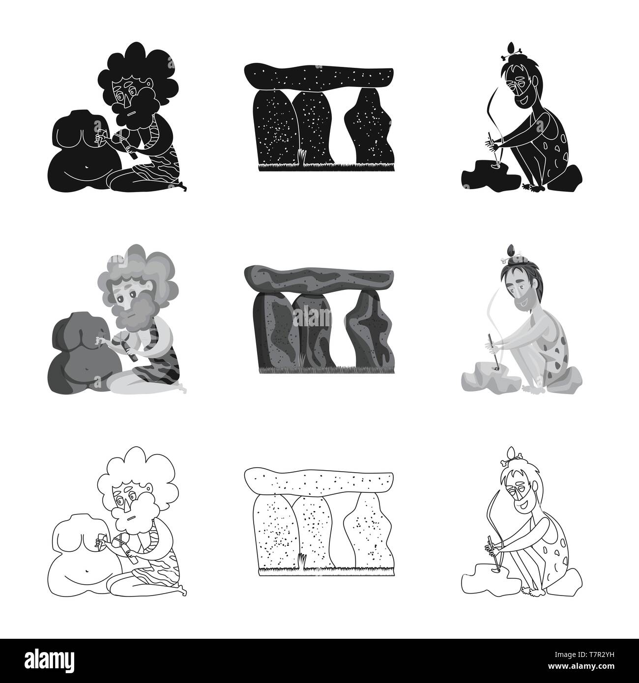 Vector illustration of evolution and prehistory logo. Set of evolution ...