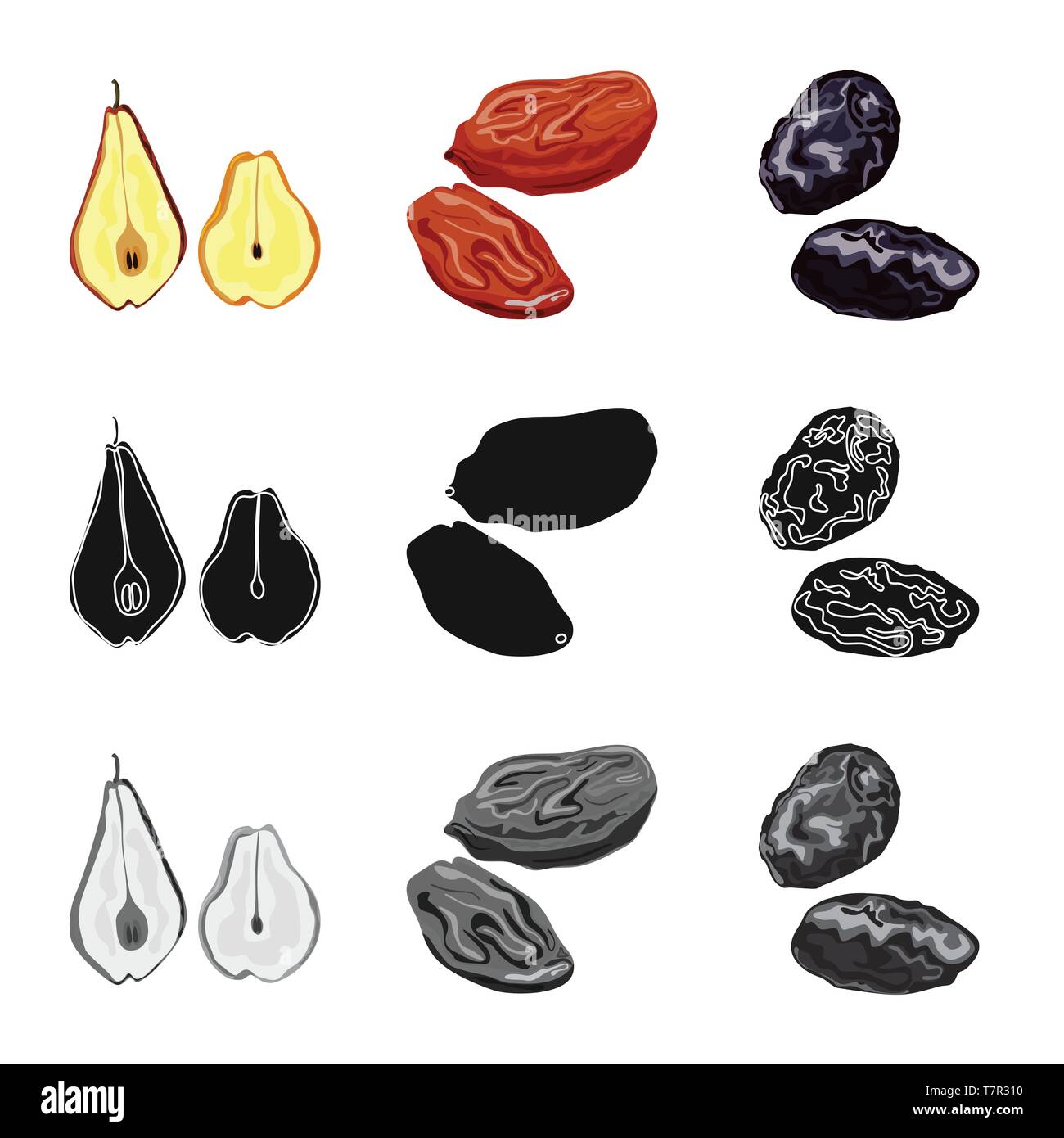 Vector illustration of food and raw symbol. Set of food and nature ...