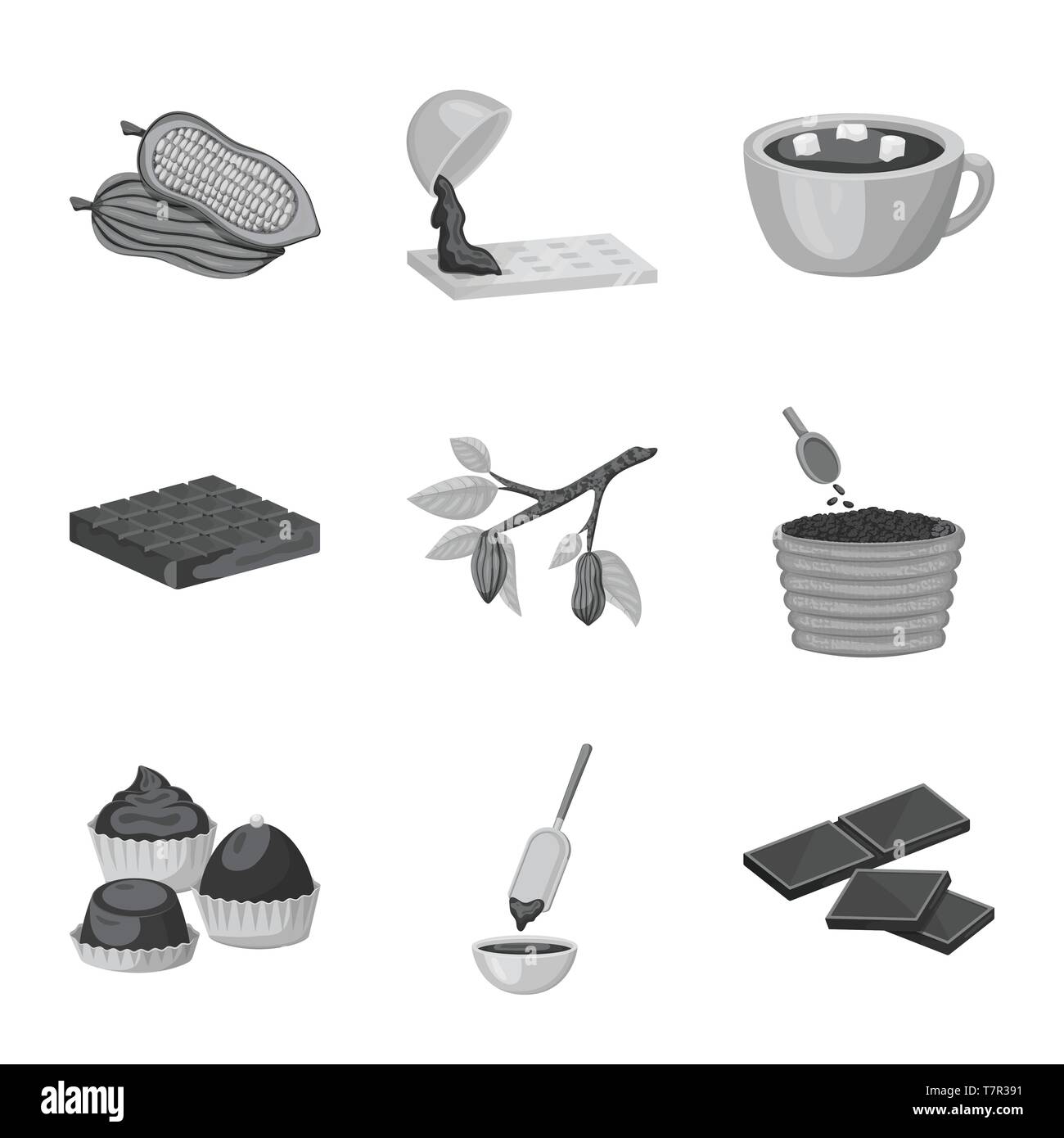 Vector illustration of dessert and sweetness icon. Set of dessert and ...