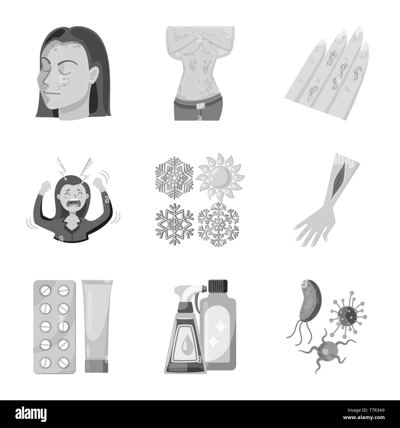 Vector design of medical and pain sign. Set of medical and disease ...