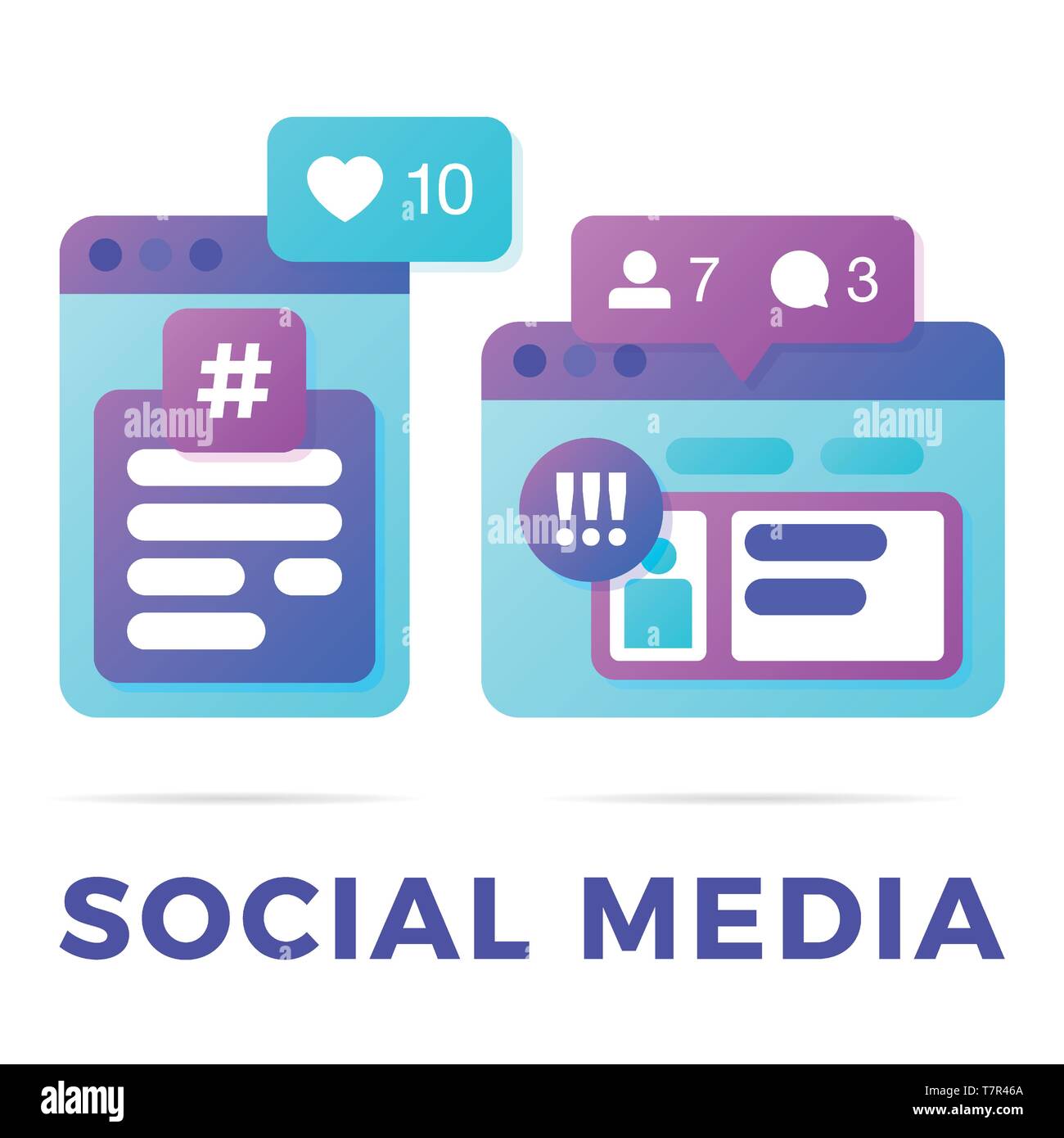 Vector illustration of a social media communication concept. The word ...