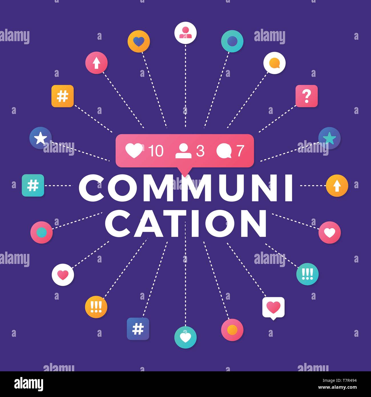 Vector illustration of a social media communication concept ...