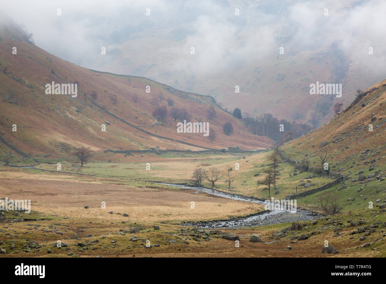 The view along the valley while walking the Cumbria Way long distance ...