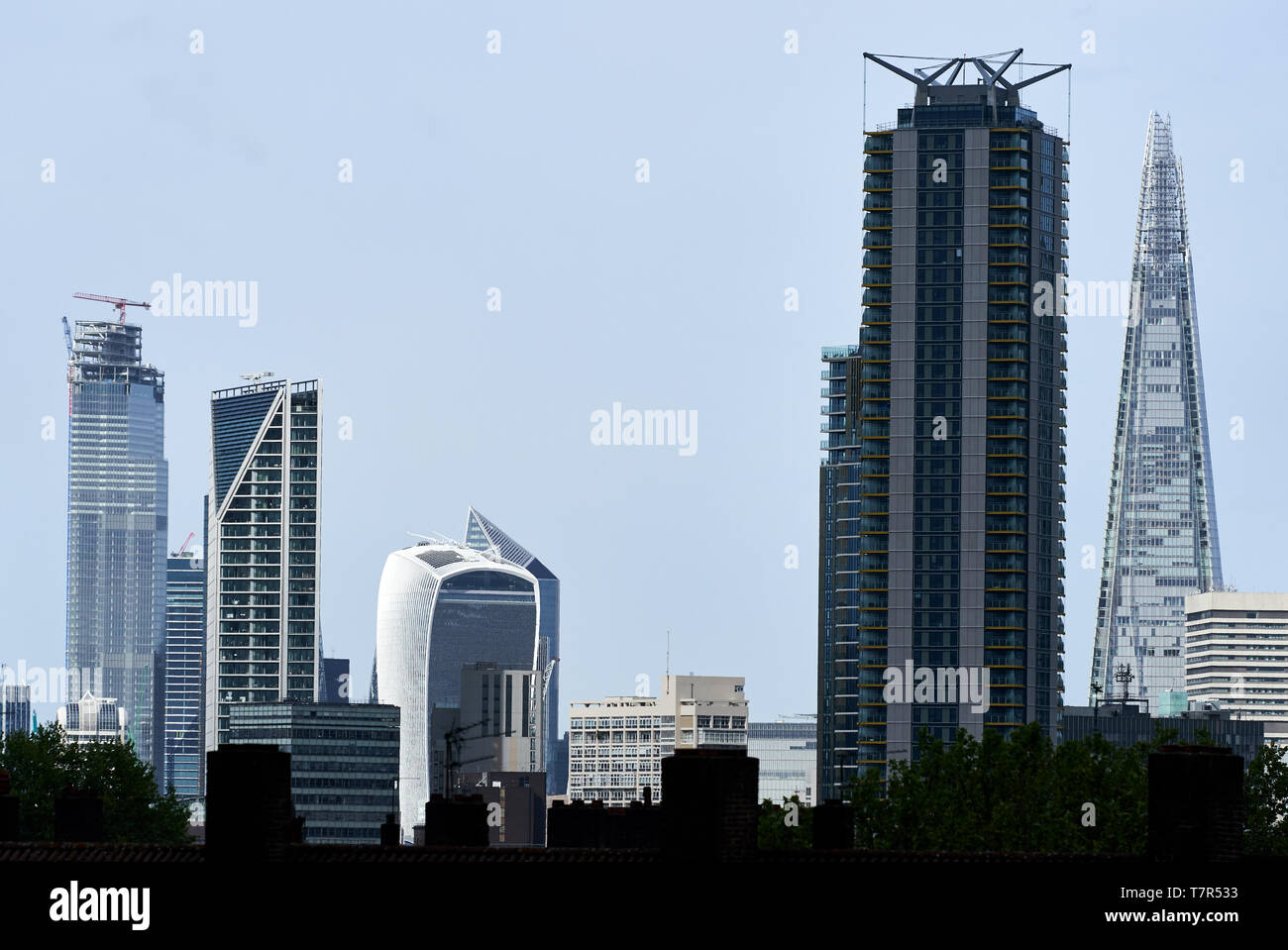 The walkie talkie building (centre) and the Shard, (right) seen from ...
