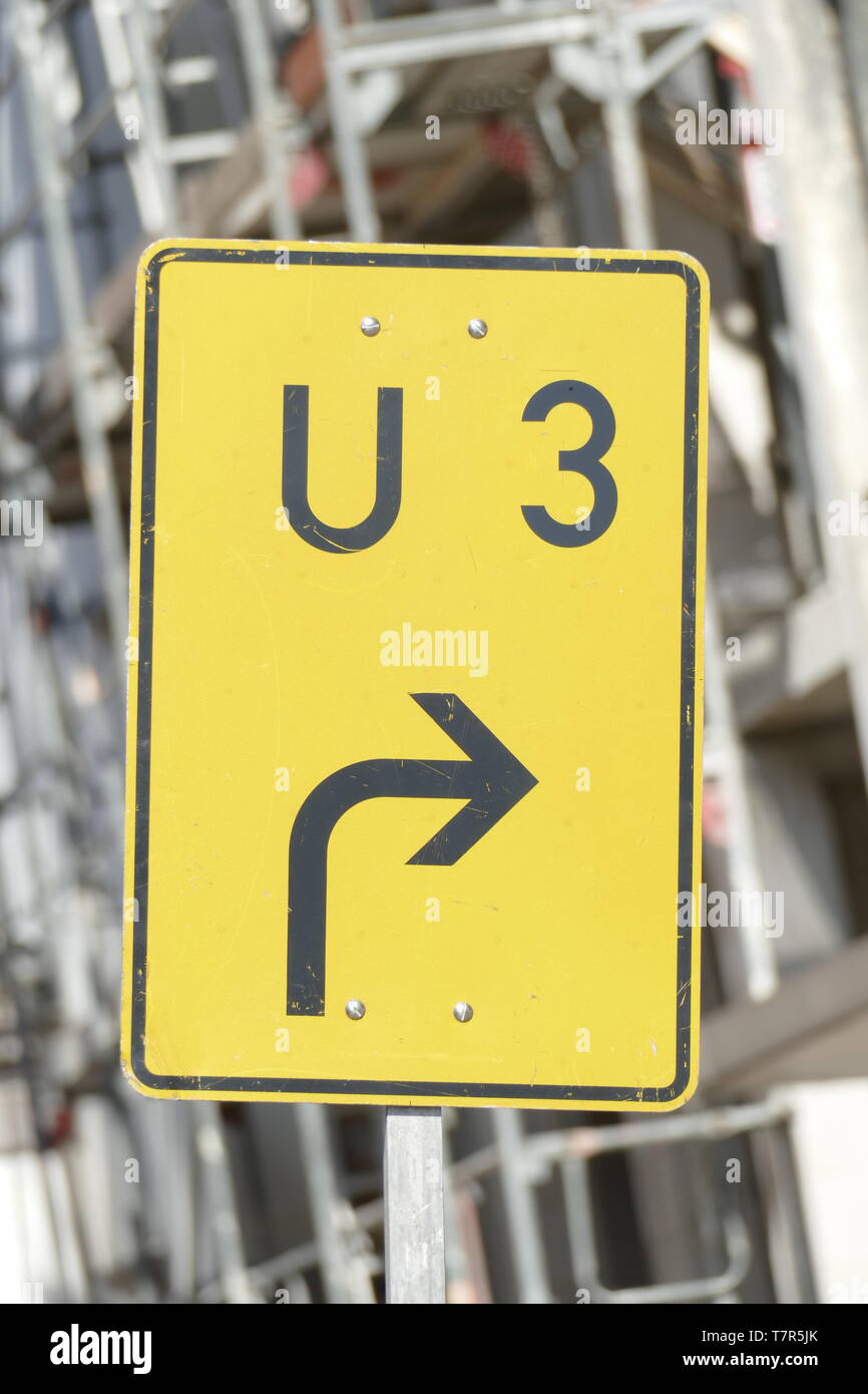 Road sign diversion, U3, Germany, Europe Stock Photo - Alamy