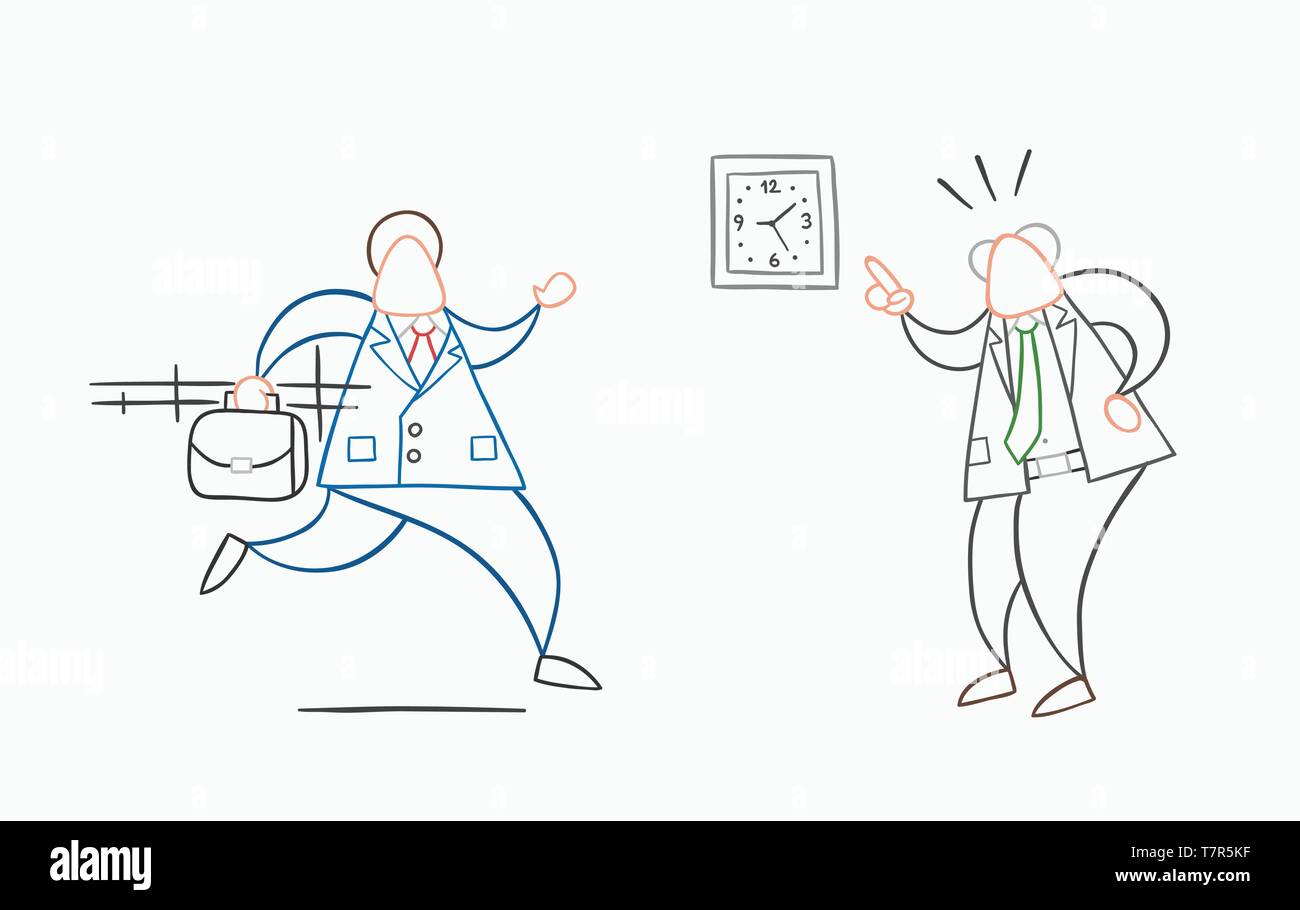 Angry boss late to work Stock Vector Images - Alamy