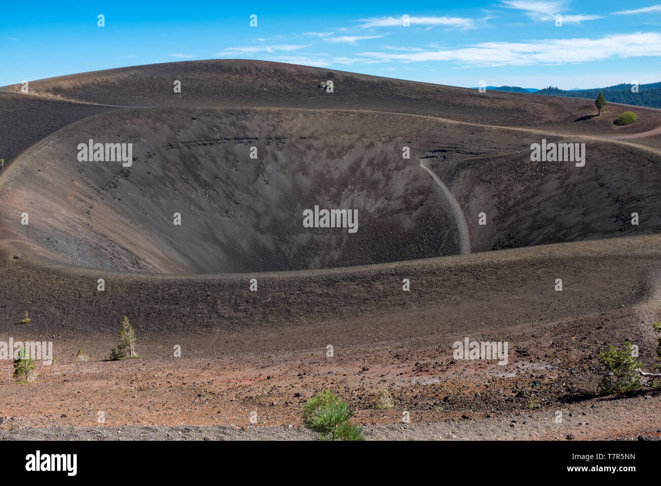 At the top of Cinder Cone, Lassen National Park looking down towards ...