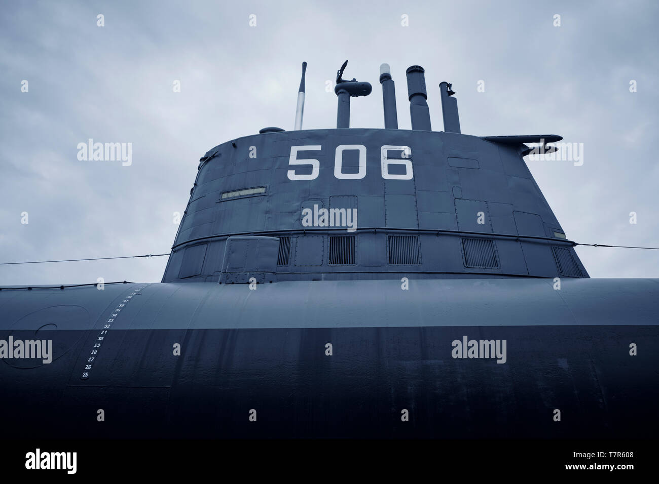 military u boat cruisers in the row - Part of submarine from World War ...