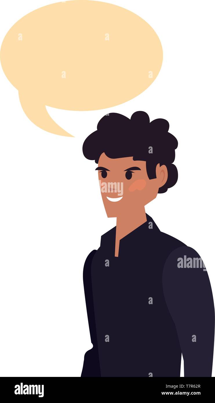 man character avatar male talking on white background vector ...