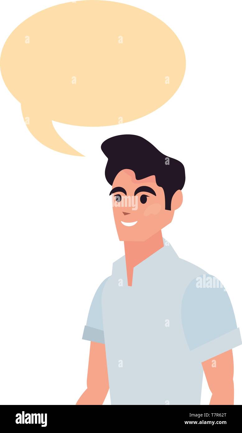 man character avatar male talking on white background vector ...