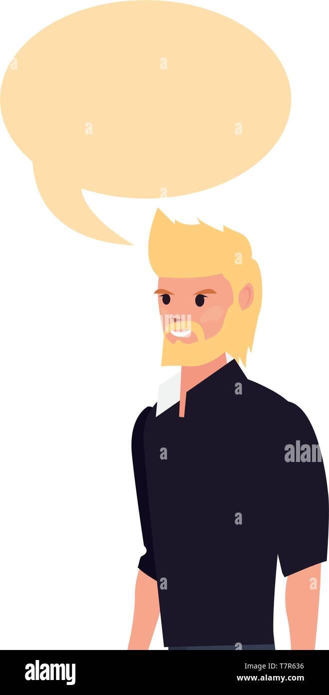 man character avatar male talking on white background vector ...