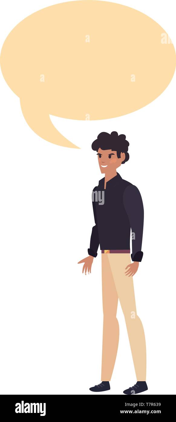 man with casual clothes character talking on white background vector ...